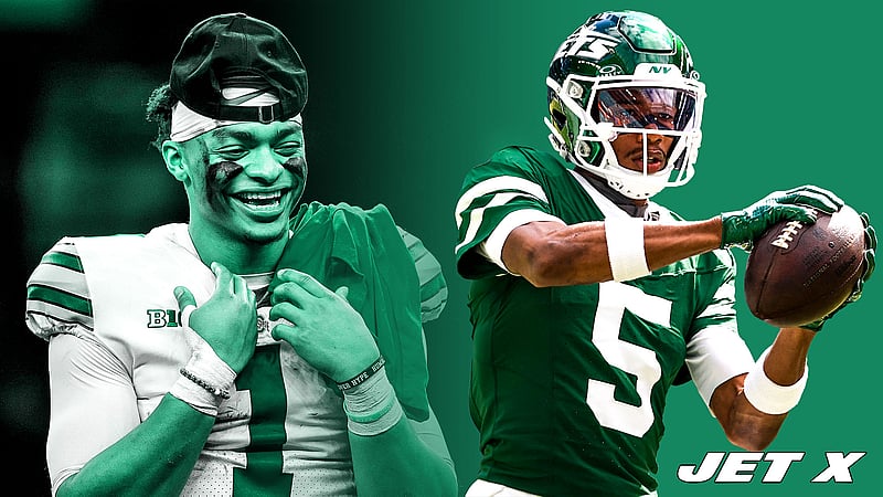 Justin Fields finds Garrett Wilson at NY Jets offseason workouts